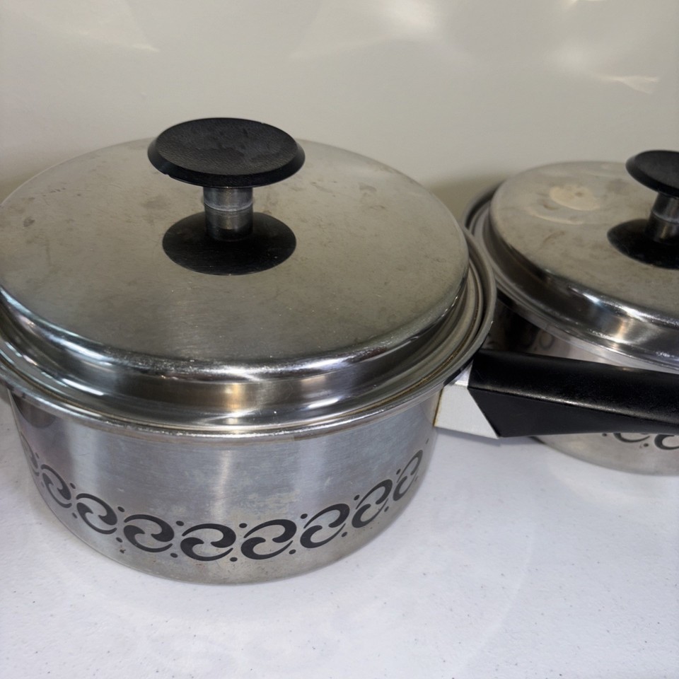 9Pc Regal Ware Stainless Steel Cookware Set MCM Stock Pot Sauce & Fry ...