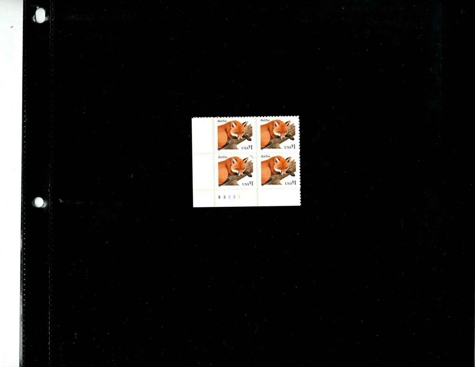 SCOTT#3036, $$1, STAMP RED FOX PLATE BLOCK OF 4 STAMPS MNH OG SELF ...