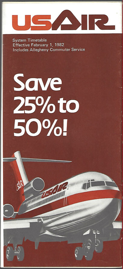 USAir system timetable 2/1/82 [308US] Buy 4+ save 25% | eBay