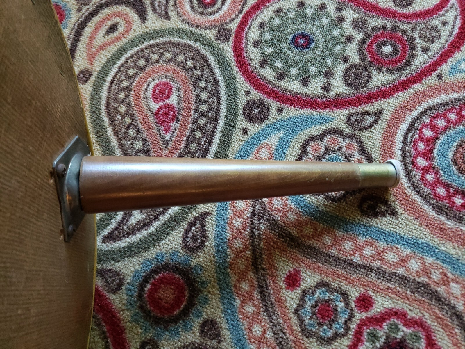 Vintage Round Harvest Gold Naugahyde Footstool w/ Wooden Screw Legs | eBay