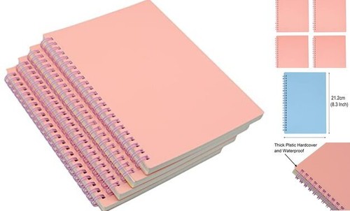 Spiral Notebook, 4 Pcs Thick Plastic Hardcover 8mm A5 Ruled-4pcs Light ...