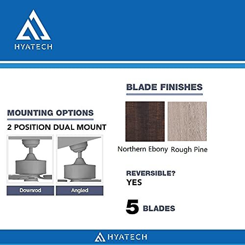 HYATECH 52 Inch Modern Style Indoor Ceiling Fan with Dimmable Light Kit and | eBay