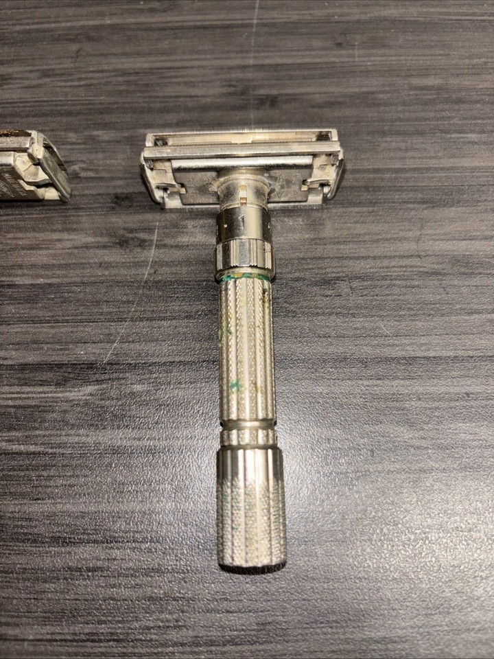 (2) Vtg 1959 Gillette Fat Boy Adjustable TTO Safety Razor Made in USA 2 ...