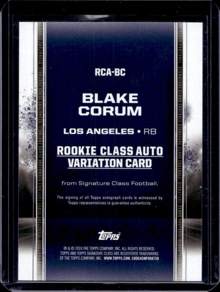 2024 Topps Signature Class Blake Corum Rookie I Auto Teal RC #101/225 ...