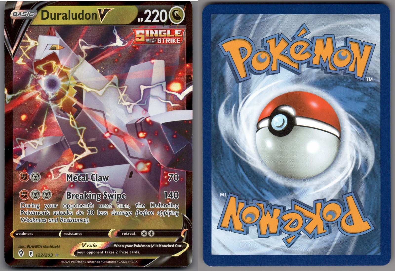 2021 Pokemon, Evolving Skies, #122/203 Duraludon V, Holo Ultra Rare | eBay