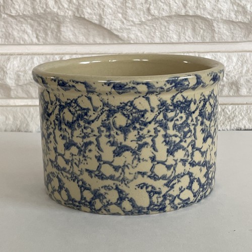 Vintage Robinson Ransbottom Roseville Pottery Blue SpongeWare 1Qt Low ...