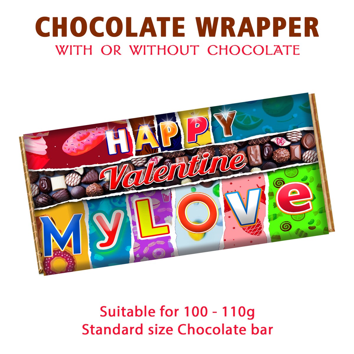 Valentine Candy Bar Wrappers Valentine's Day Chocolate Bar Wrapper
