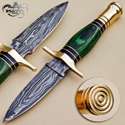 BEAUTIFUL CUSTOM HAND MADE DAMASCUS STEEL HUNTING MINI DAGGER KNIFE ...
