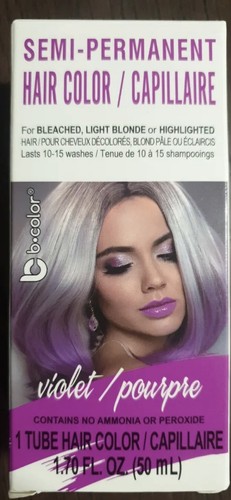 2 Boxes Semi Permanent Hair Color Dye for Light Hair Violet Purple 1.7 ...