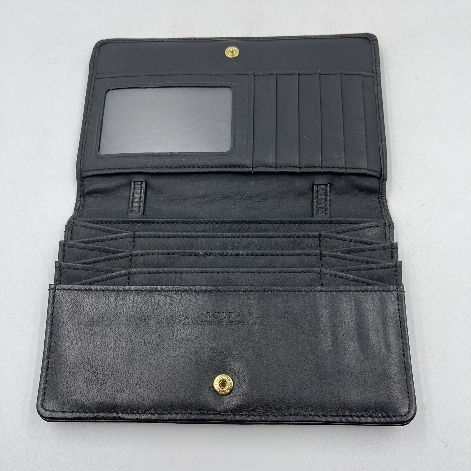 Rolfs Ladies Wallet Black Leather Clutch Coin Zip Credit Card Organizer ...