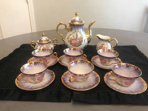 Kunst Palette Regnitzlosau 22k Gold Hand painted 15 Piece Tea Set | eBay