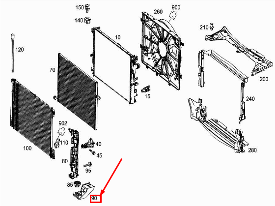 MERCEDES BENZ C Class W205 Radiator Mount Support Bracket A2055013920 ...