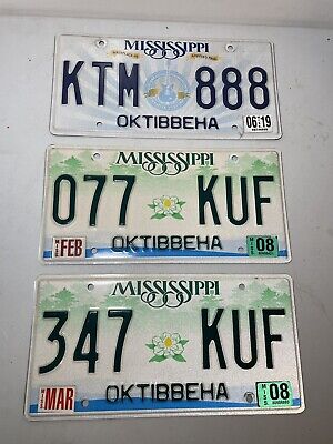 License Plates Lot of 3 Mississippi Jackson Oktibbeha 2008, 2019 | eBay