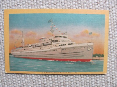 SS Milwaukee Clipper Muskegon Michigan Vintage Linen Postcard CF40 | eBay