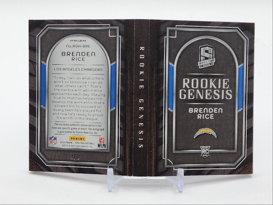 BRENDEN RICE 2024 SPECTRA RPA ROOKIE GENESIS BOOKLET NEBULA RC AUTO 2/2 ...