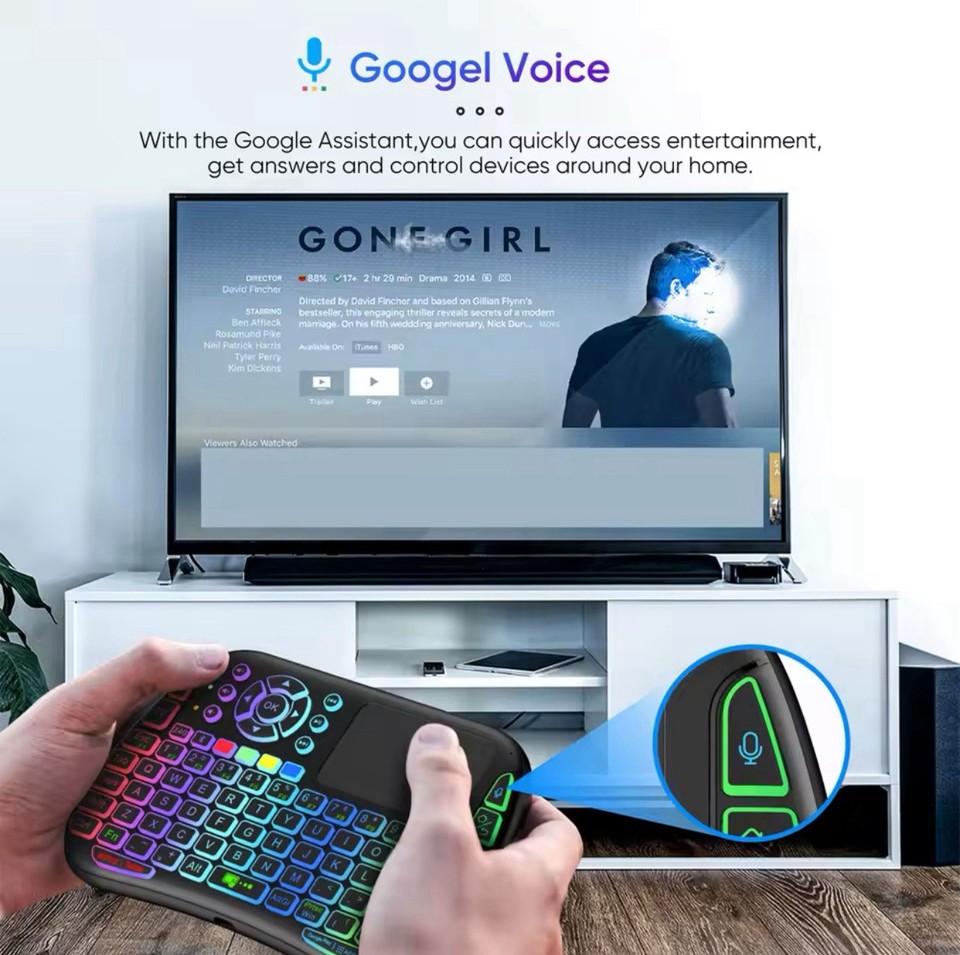 M9 Bluetooth Mini Wireless Keyboard 7 Backlit 2.4G Voice Air Mouse ...