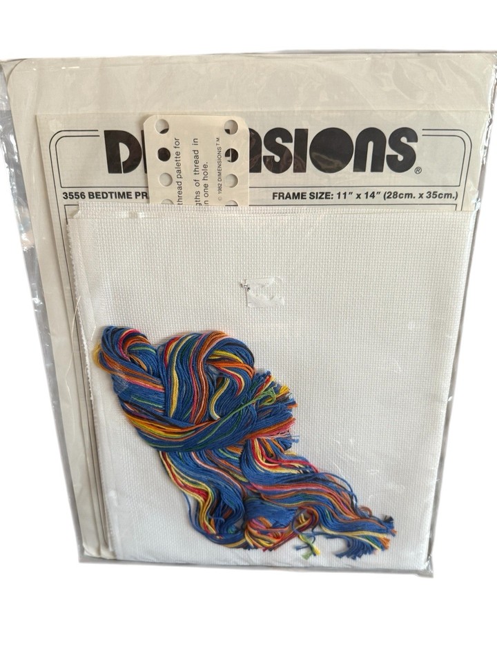 Vintage NOS Dimensions Bedtime Prayer Cross Stitch Kit 3556 Now I Lay ...