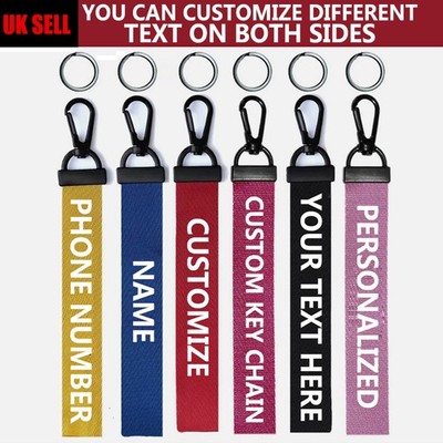 UK Custom Key Chain Keyring Luggage Personalised Name Text Tag Zipper ...