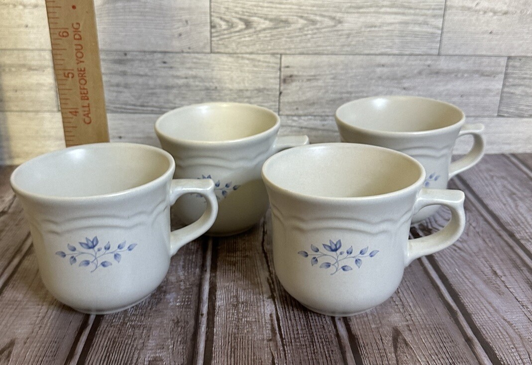 Set of 4 Vintage Pfaltzgraff Spectrum Blue Floral Mug Coffee Teacup | eBay