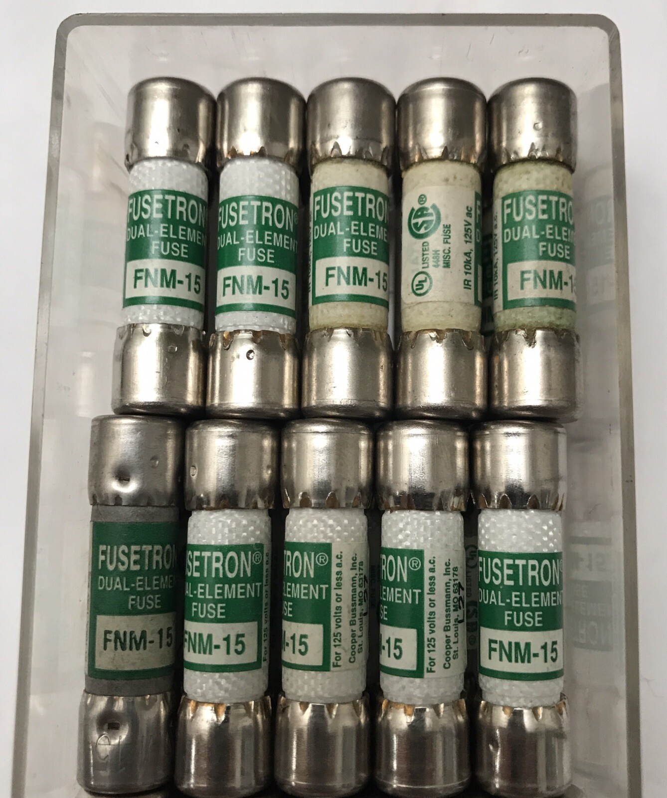 Bussmann Fusetron FNM-15 Amp 125 Volts Dual Element Fuse (LOT OF 10) | eBay