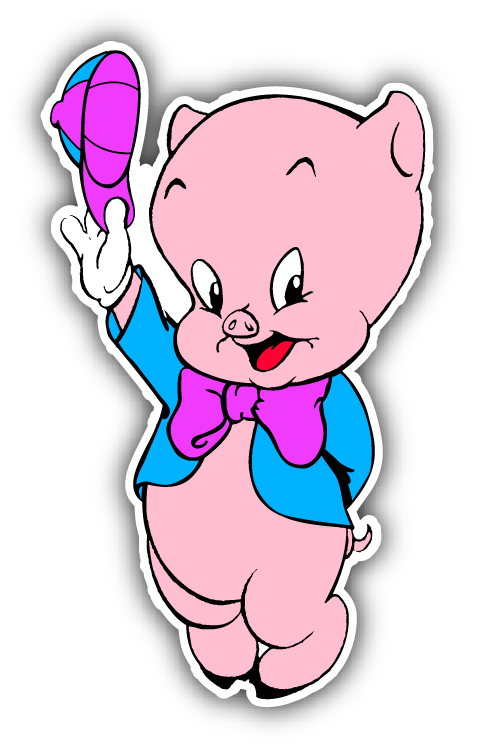 Porky Pig Cartoon Car Bumper Sticker Decal 3'' x 5'' | eBay