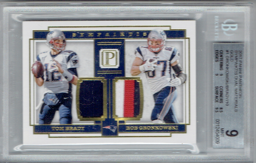 2017 Panini Tom Brady/Rob Gronkowski Dual Jersey/Patch Gold #'d 3/10 ...