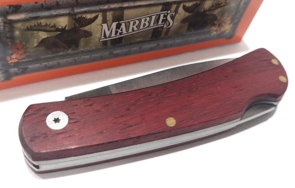 Marbles Brown Rich Grain Hardwood Handles Lockback Folding Pocket Knife ...