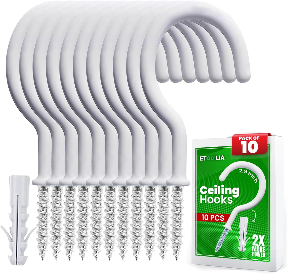 20 Pack 2.9 Inch Heavy Duty Ceiling Hooks Vinyl Coated Screw-In Wall ...