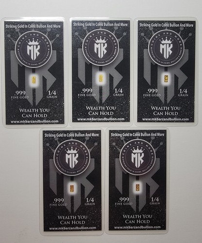 1/4 Grains of 24k Gold bars (lot of 5 .999 MK cards) | eBay