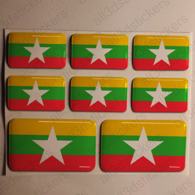 Sticker Myanmar Burma Resin Domed Stickers Flag 3D Vinyl Adhesive Decal ...