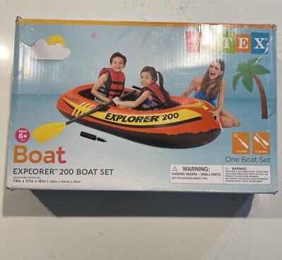 Intex Explorer 200 Inflatable 2 Person Inflatable Boat Set w/Oars ...