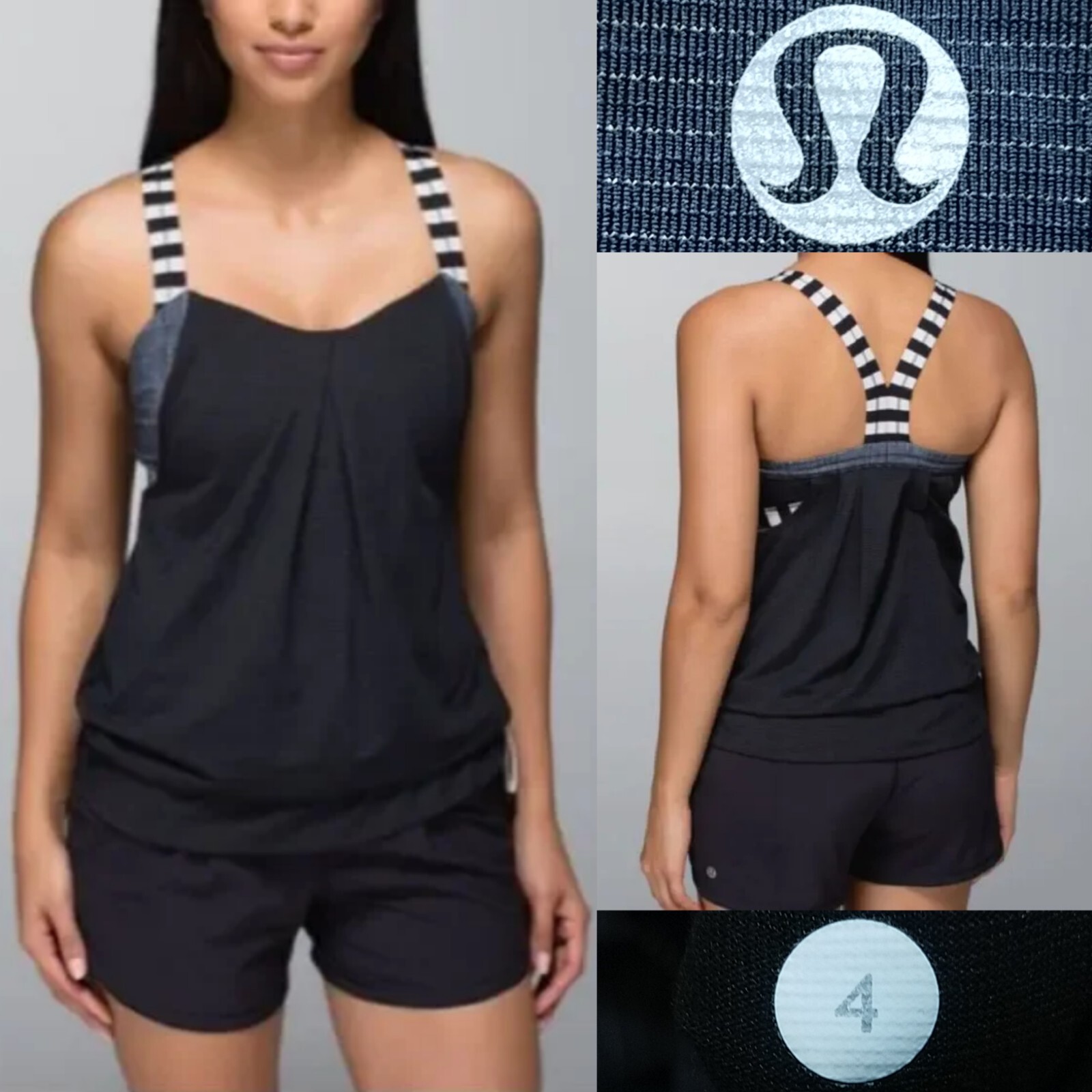 Lululemon Rest Less Tank Burlap Texture Blue Black Wh… - Gem