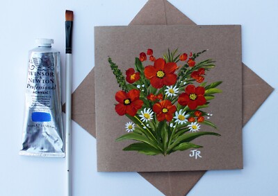 Real Painting: Hand-painted Card "Cottage Garden #117" w/envelope by ...