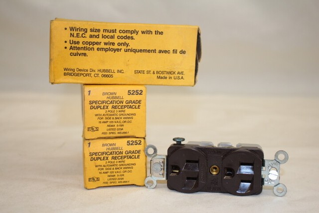 Hubbell 5252 Brown Duplex Receptacle 15a 125v for sale online | eBay