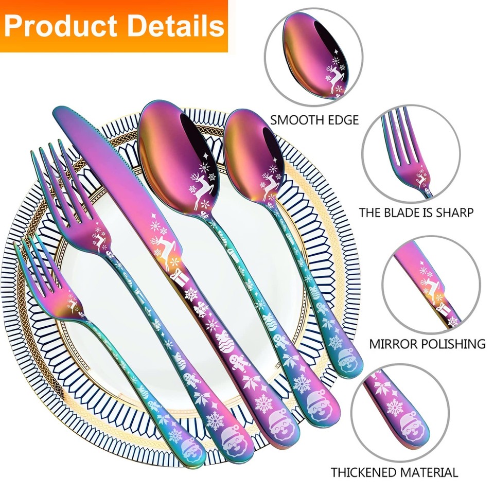 Christmas Style Silverware Set20 Piece Stainless Steel Flatware Set ...