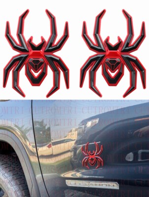 2Pcs Redline Spider Emblems Car Badge 3D Logo Fit Truck, SUV Black ...