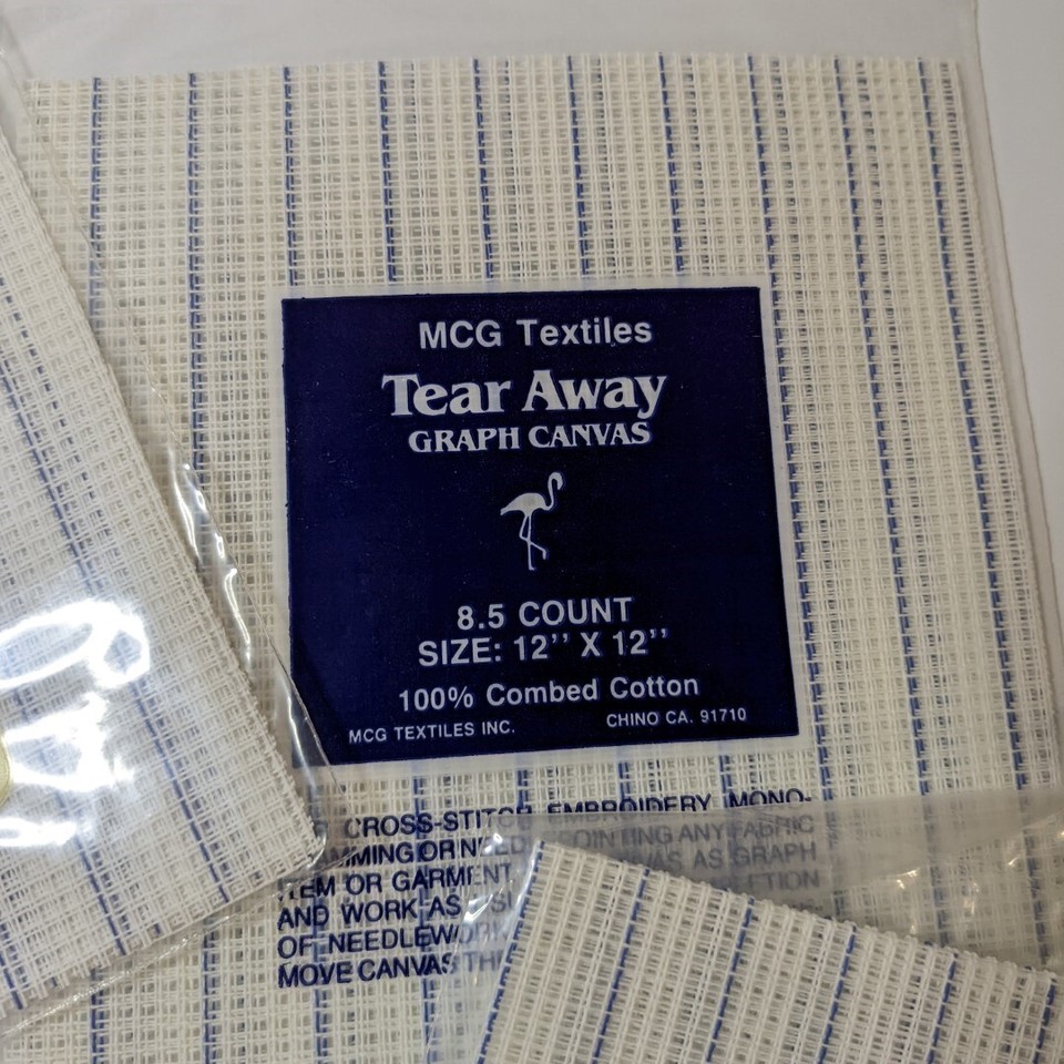 MCG Textiles 3 Tear Away Waste Canvas 8.5 Ct 12x12 100% Combed Cotton ...