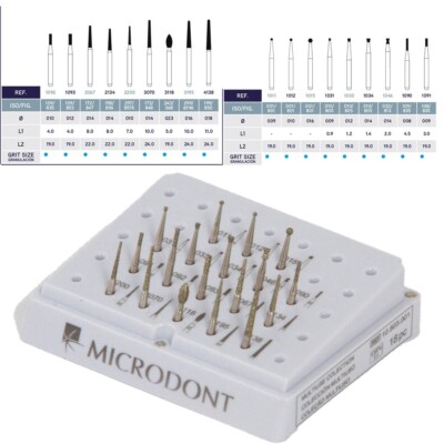 Microdont Multi Use Kit FG Diamond Bur Set - 18 Burs Per Kit Medium ...