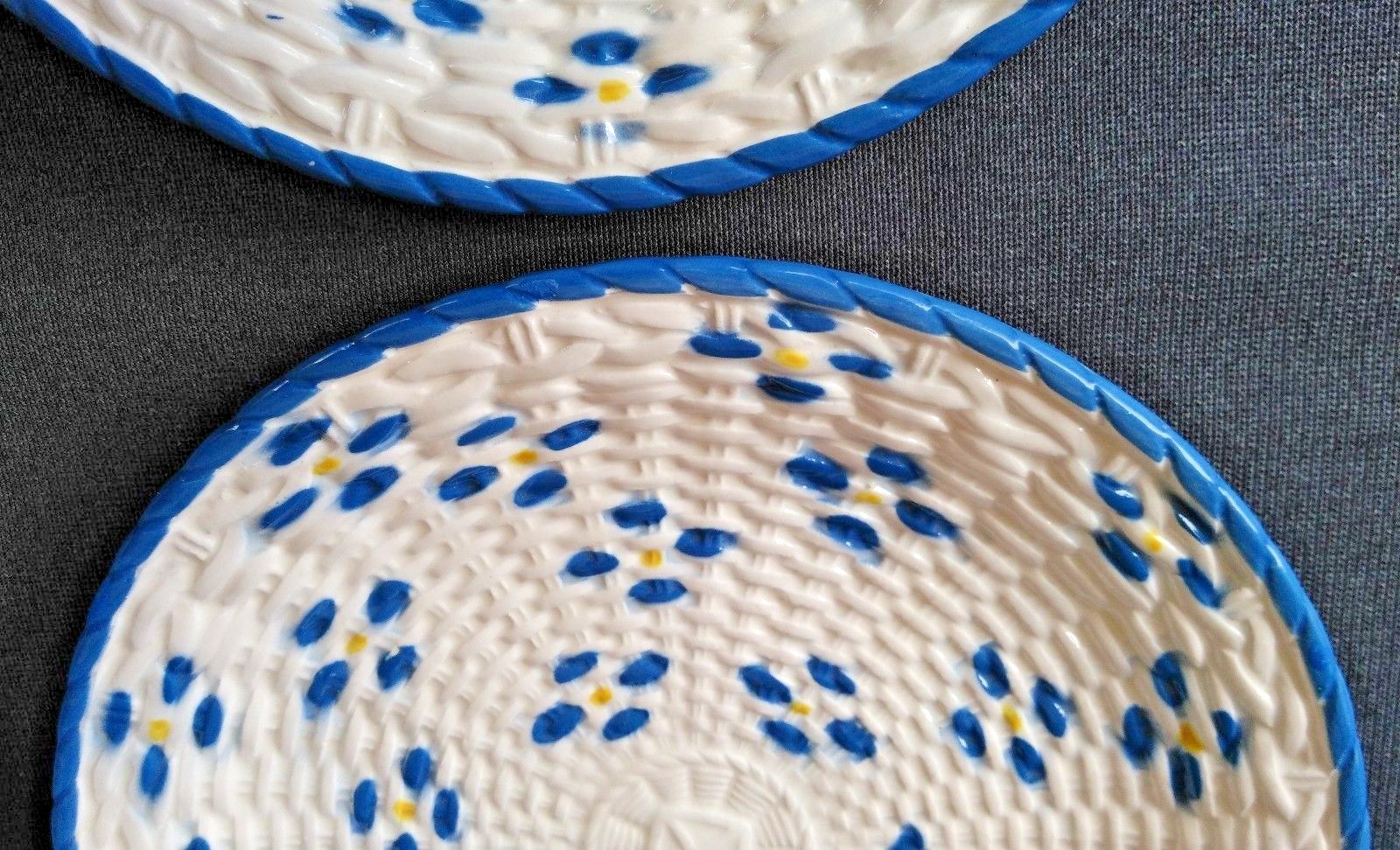 Vintage Schmid Design Folio Ceramic Basket Weave 8 1/4" Plates Hand ...