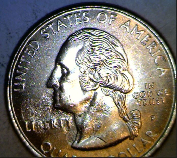 1999-P Delaware Quarter Spitting Horse circulated plus struck through ...