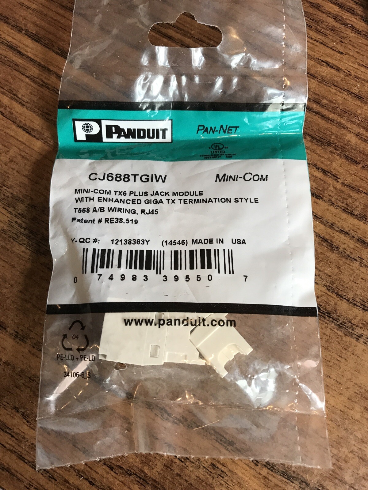 PANDUIT Mini-Com Mod, Cat 6 Jack, UTP, Ivory White, CJ688TGIW | eBay