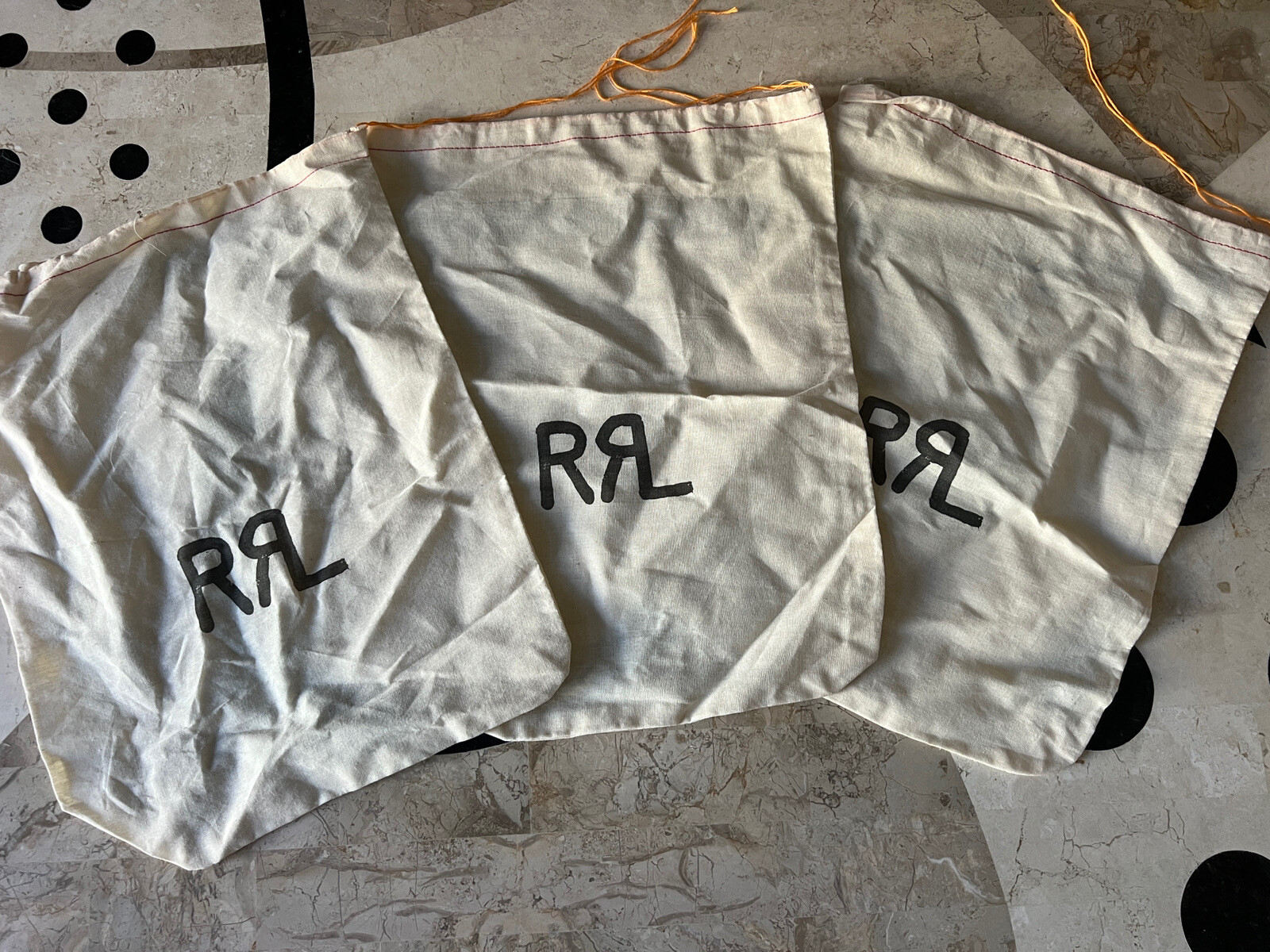 3 Large Double Ralph Lauren RRL Linen Drawstring bags… - Gem
