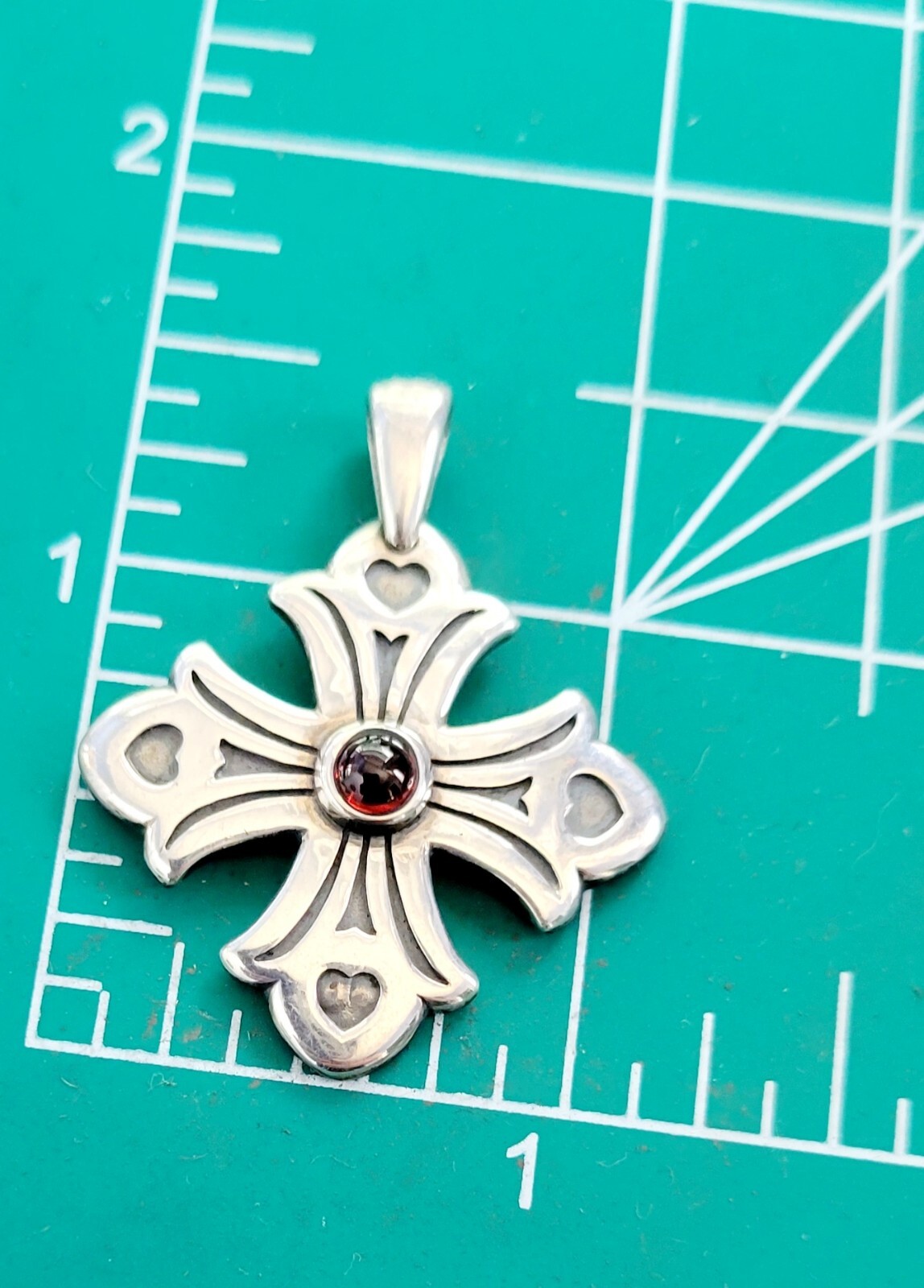 Retired James Avery Garnet Cross Pendant Sterling Sil… - Gem