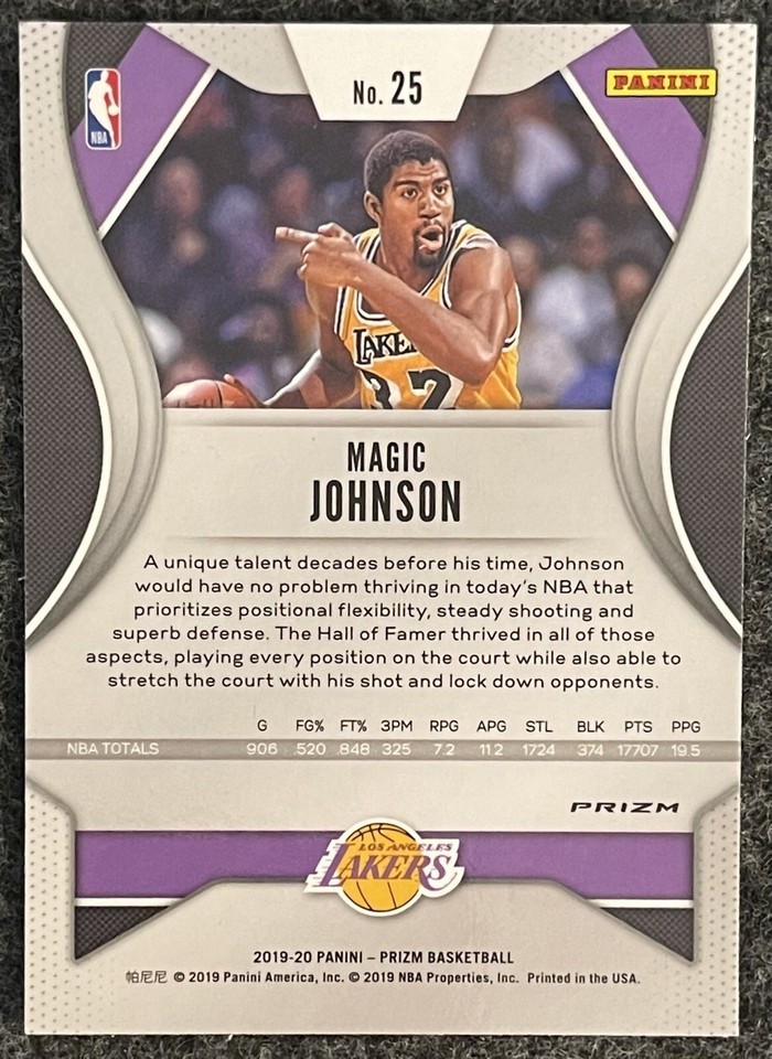 2019-20 Panini Prizm Basketball #25 Magic Johnson Silver Prizm LA ...