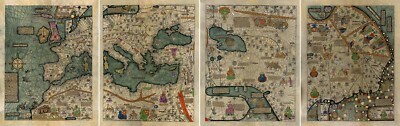 Set of 4 Mapamundi Abraham Cresques Catalan Atlas World Art Map 1375 ...