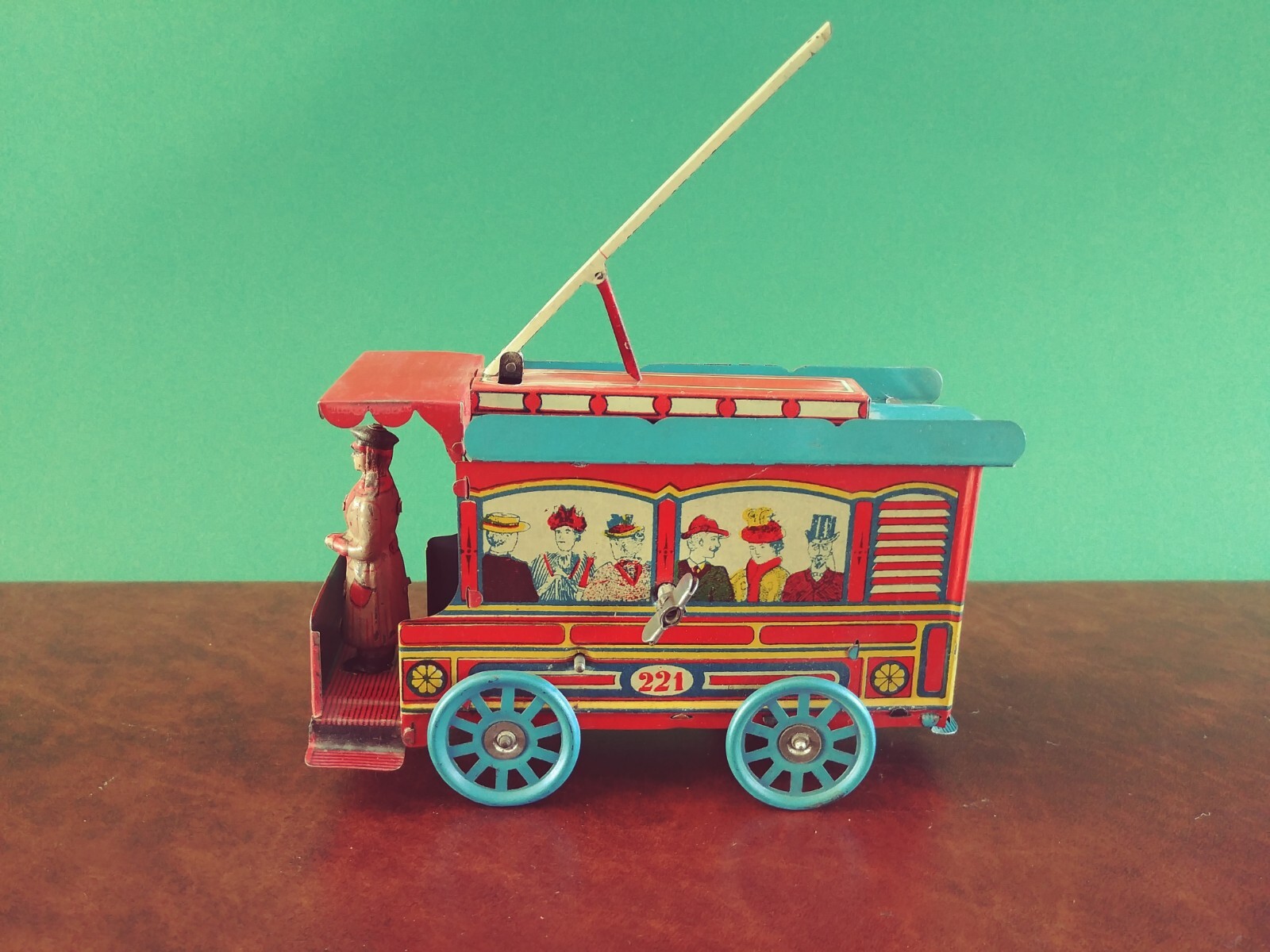 Very Rare 1900's Reil Tin Wind-up Trolley Tinplate Tram Cable-Car w O ...