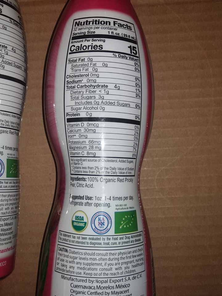 2 Maxx Herb Red Nopal Cactus Prickly Pear Juice for Joint Support ...