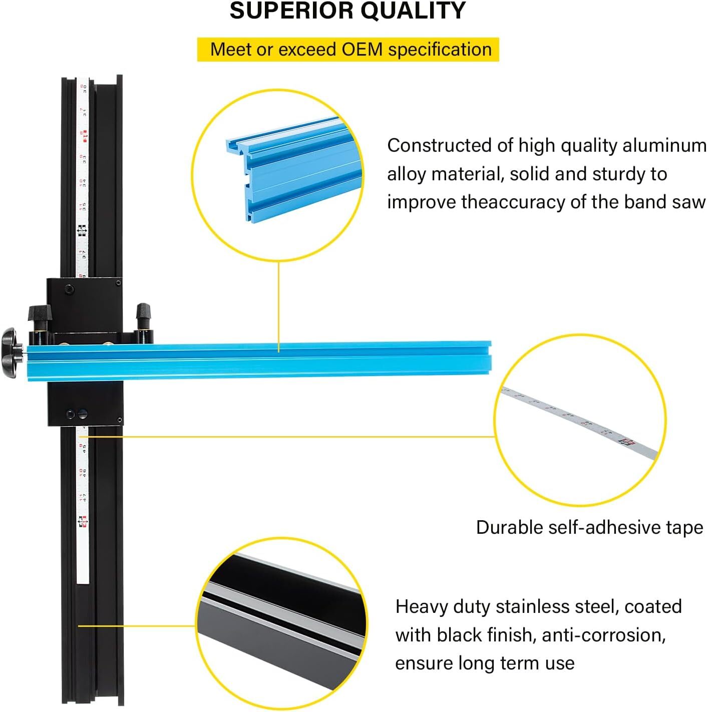 Adjustable & Rigid Bandsaw Fence Replace for Kreg Precision Band Saw ...