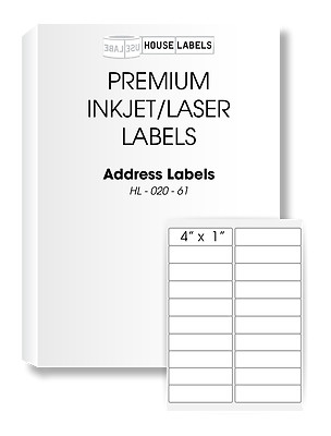 200 Sheets 4000 Labels 1 x 4 Fast Peel White Address Mailing Labels 20 ...