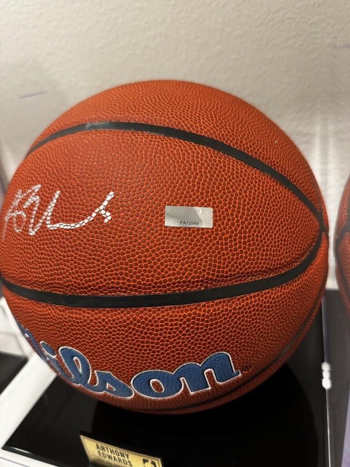 ANTHONY EDWARDS SIGNED WILSON BASKETBALL TIMBERWOLVES LOGO with COA ...